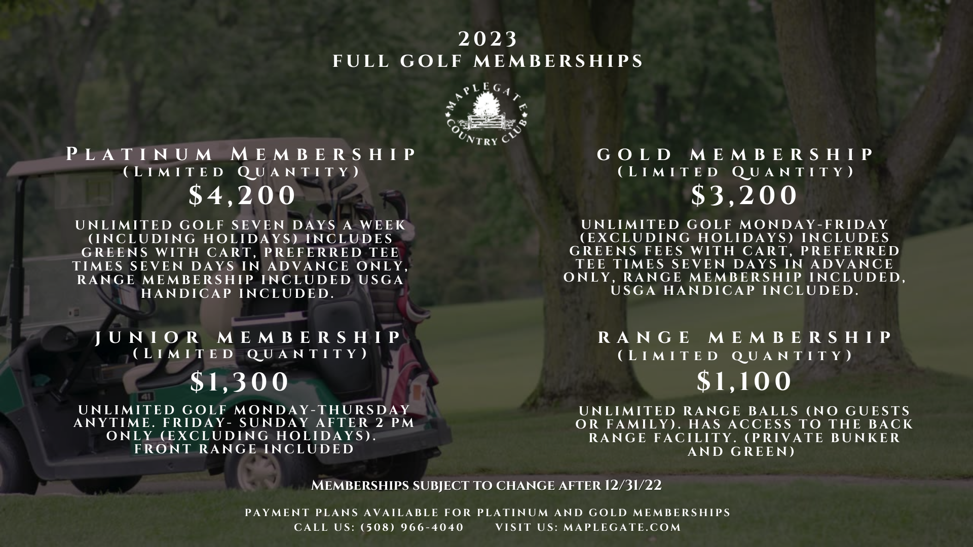 Memberships - Maplegate Country Club