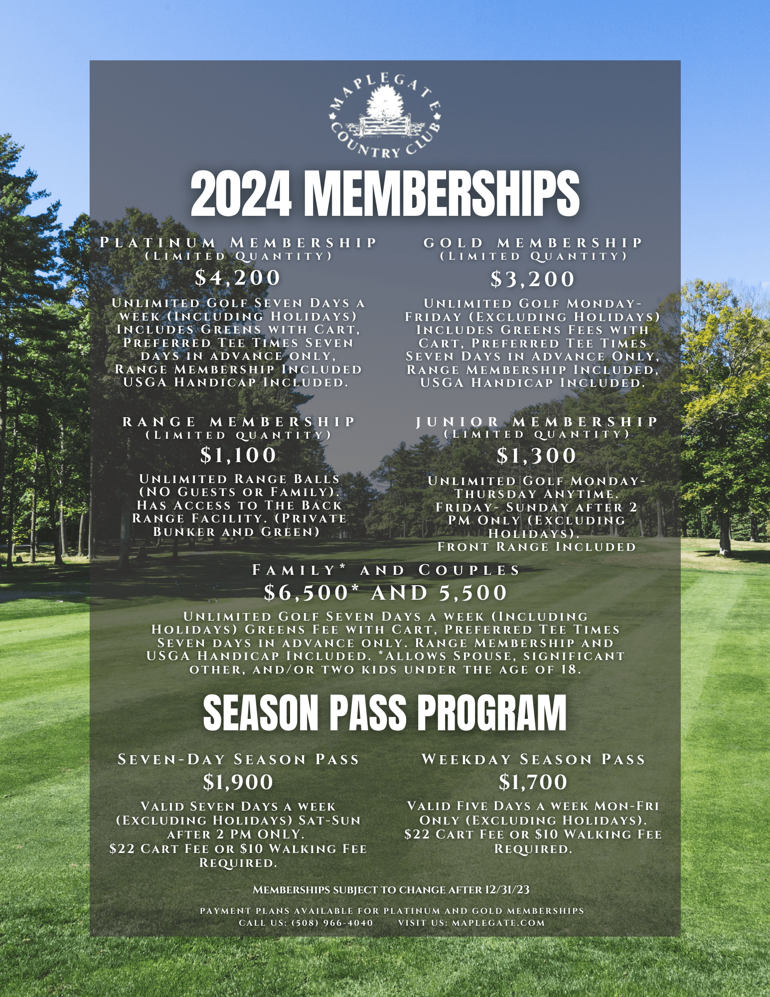 Memberships - Maplegate Country Club